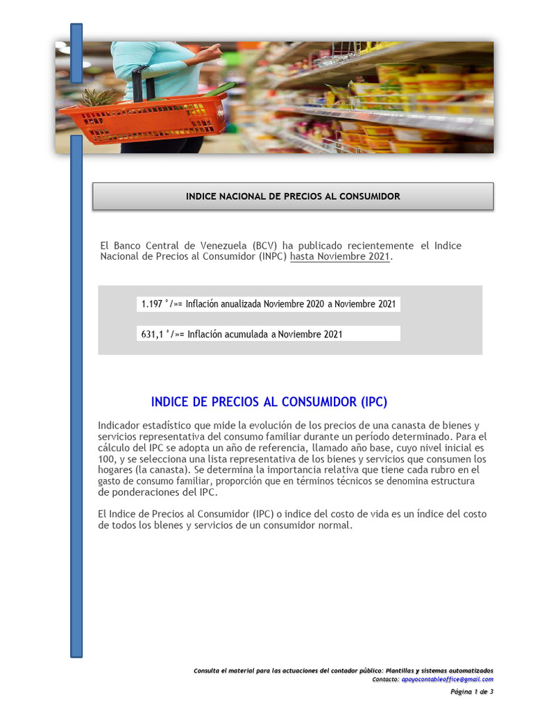Boletin INPC Por El BCV Hasta NOV 2021 | PDF