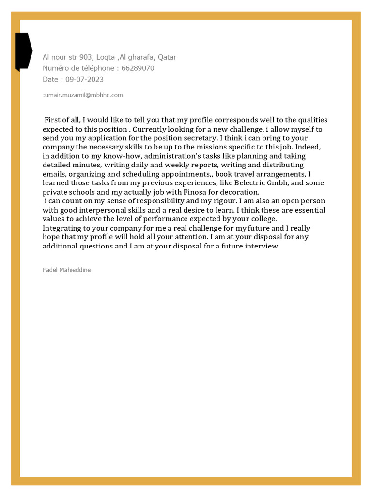 Cover Letter | PDF