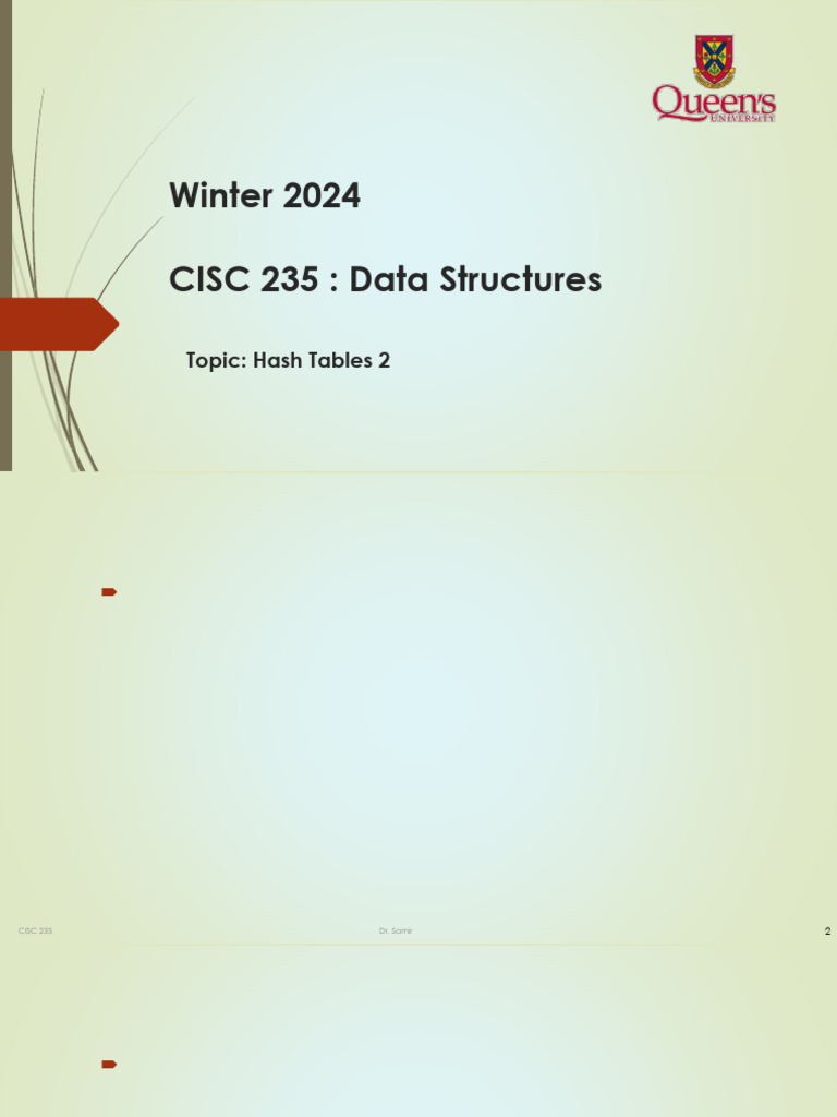 17 CISC 235 W24 Slides Hash - Tables2 | PDF