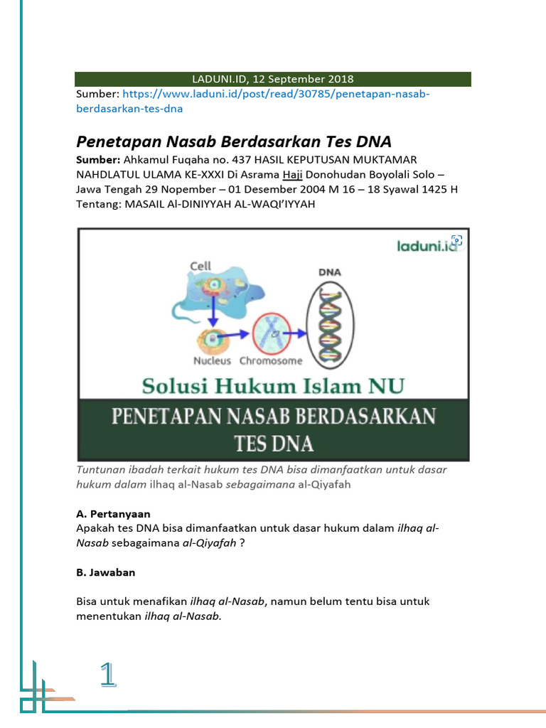 !5DNA-Penetapan NASAB - HSL Muktamar NU 2004 | PDF