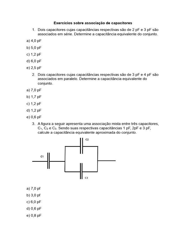 Exercícios Sobre Associação de Capacitores | PDF