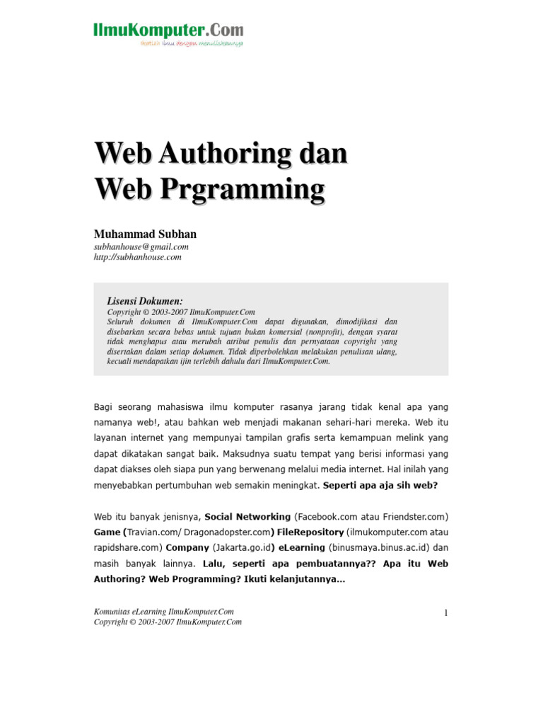 Web Authoring Dan Web Programming | PDF