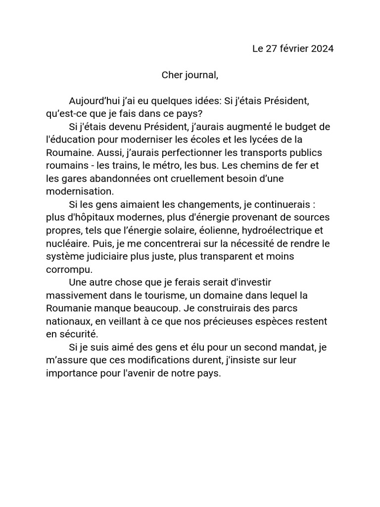 Si j'étais President | PDF