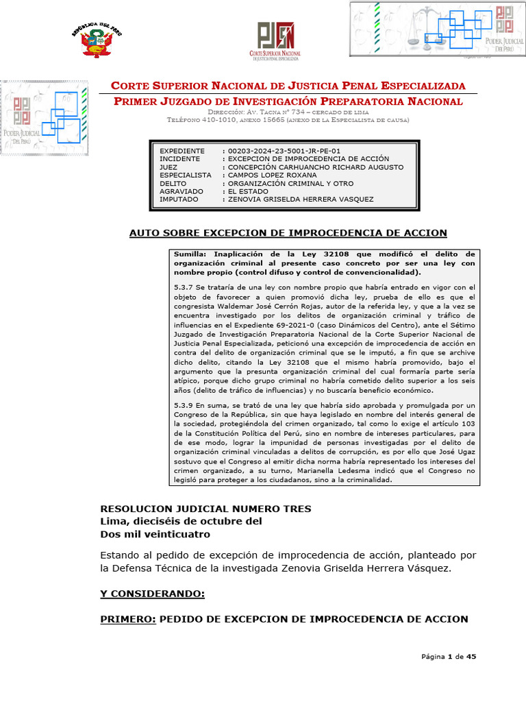 Auto Sobre Excepción de Improcedencia de Acción | PDF