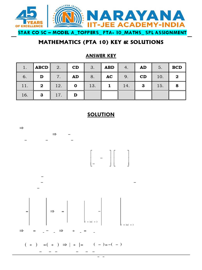 Star Co SC - Model A - Toppers - Pta - 10 - Maths - SPL Assignment ...