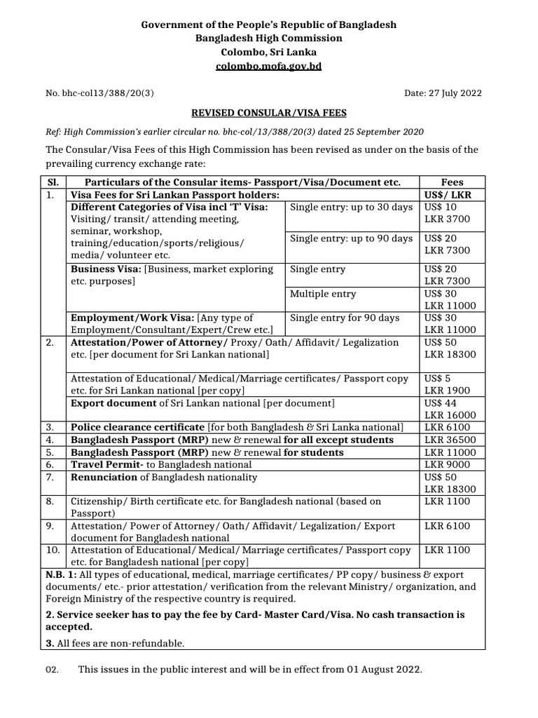 Revised Consular Fees | PDF | Travel Visa | Law