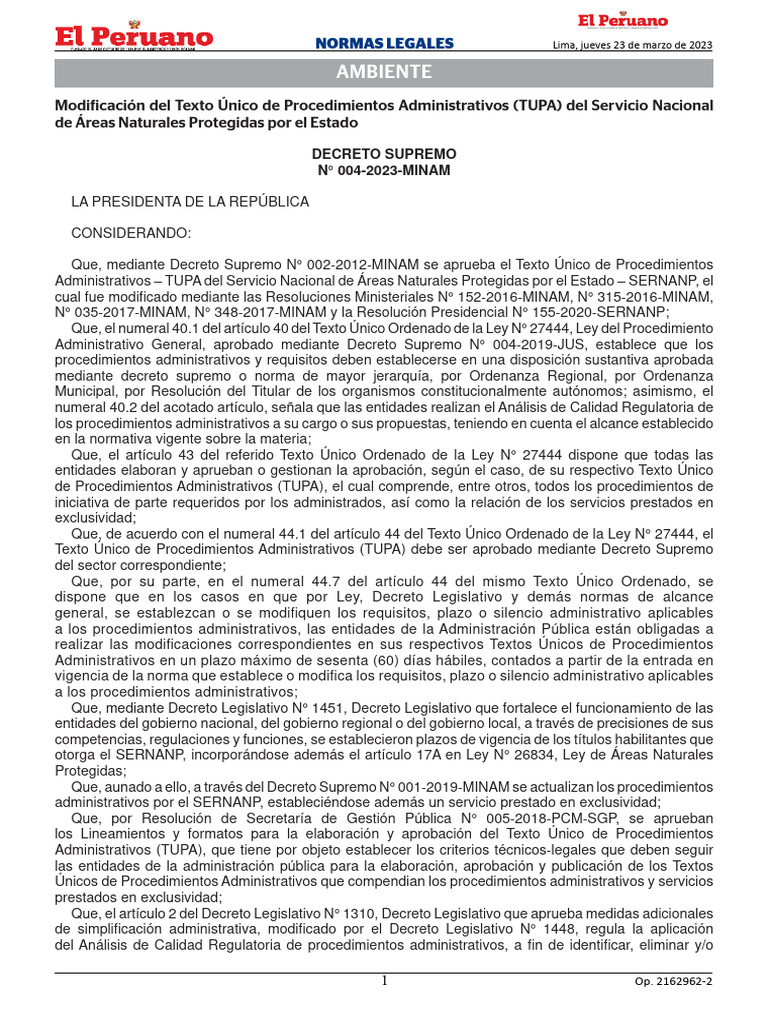 DECRETO SUPREMO N° 004-2023-MINAM | PDF