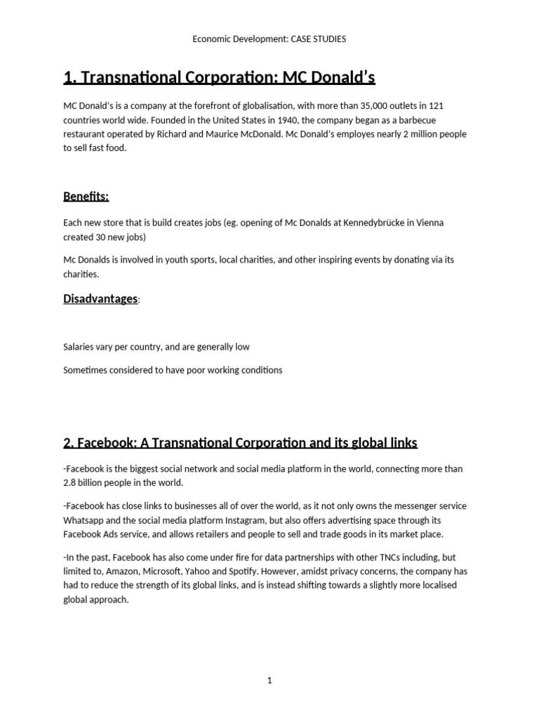 Economic Development Case Study | PDF | Nike | Employment