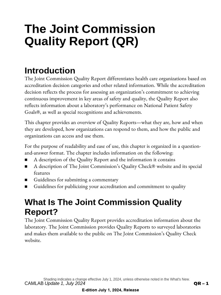 Joint Commission Quality Report | PDF | Joint Commission | Technology ...