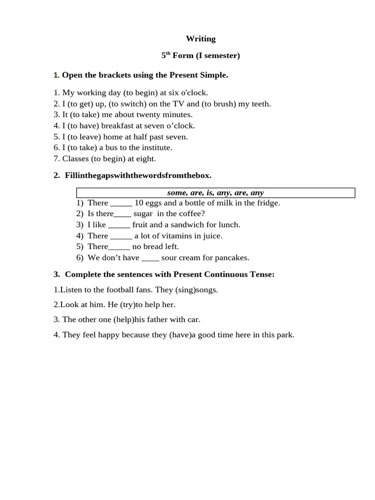 Writing 5 Form | PDF