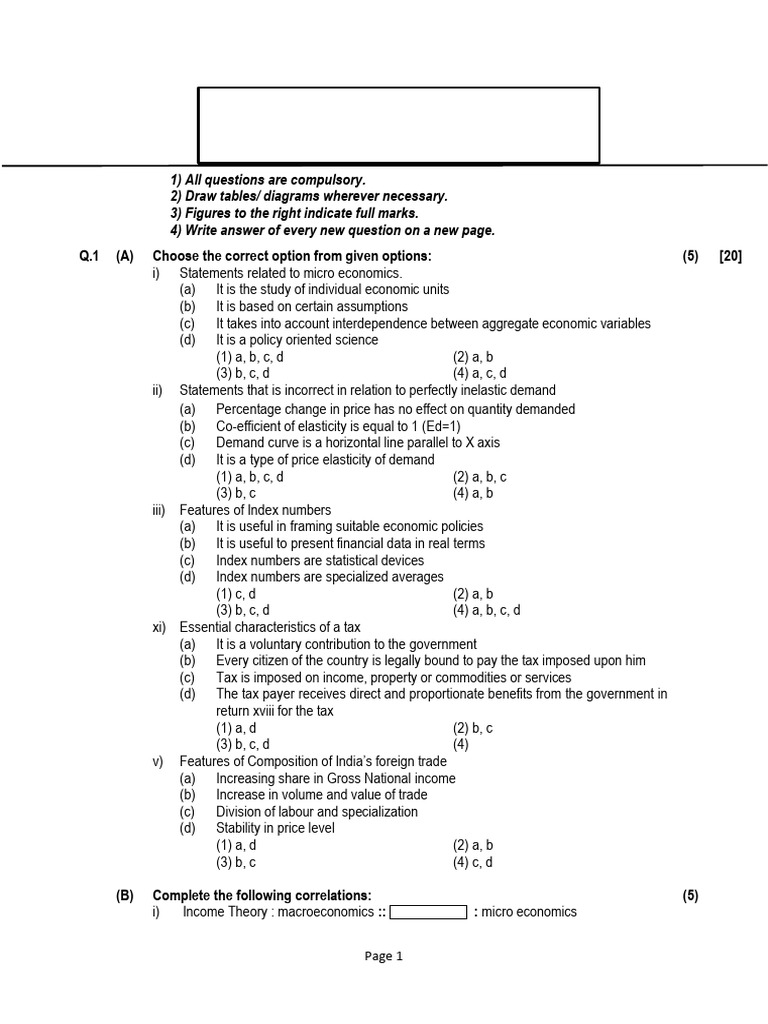 12TH. Economics Paper APTE College | PDF
