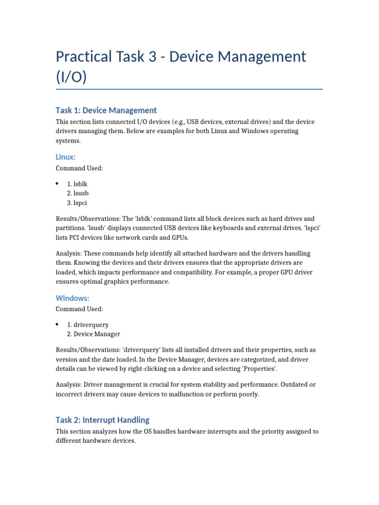 Practical Task 3 Device Management | PDF