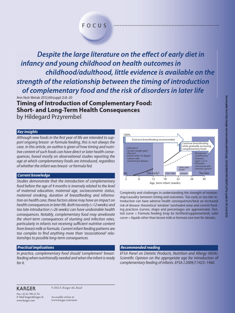 2012 Timing of Introduction of Complementary Food Short and LongTerm ...