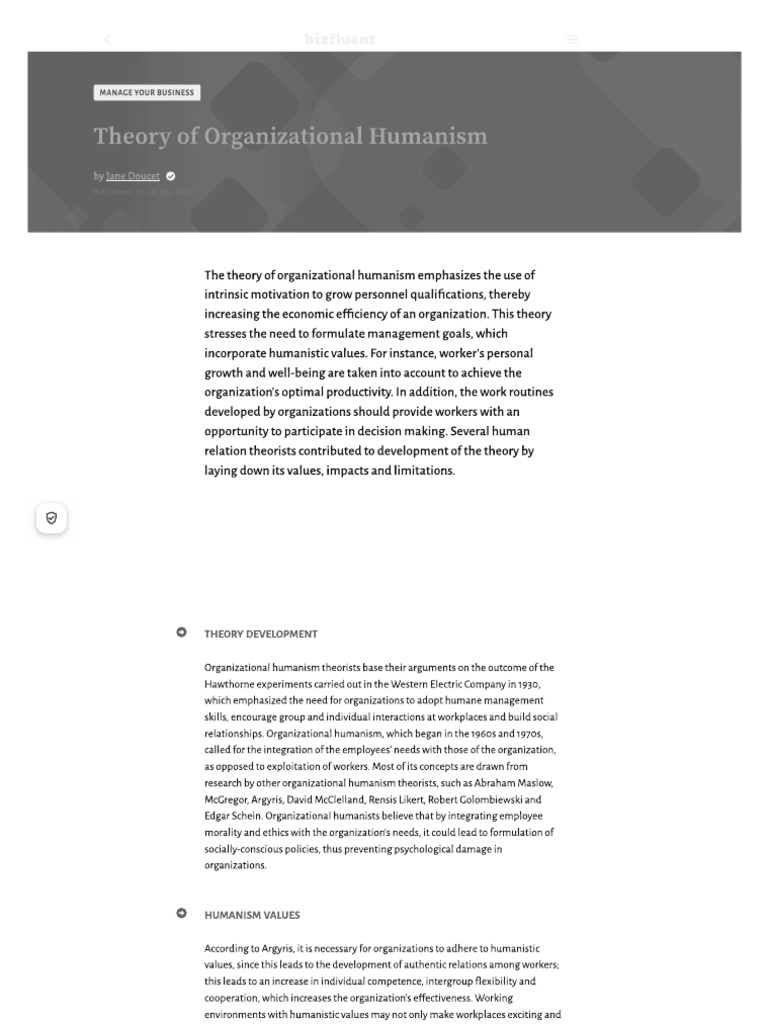 Organizational Humanism | PDF