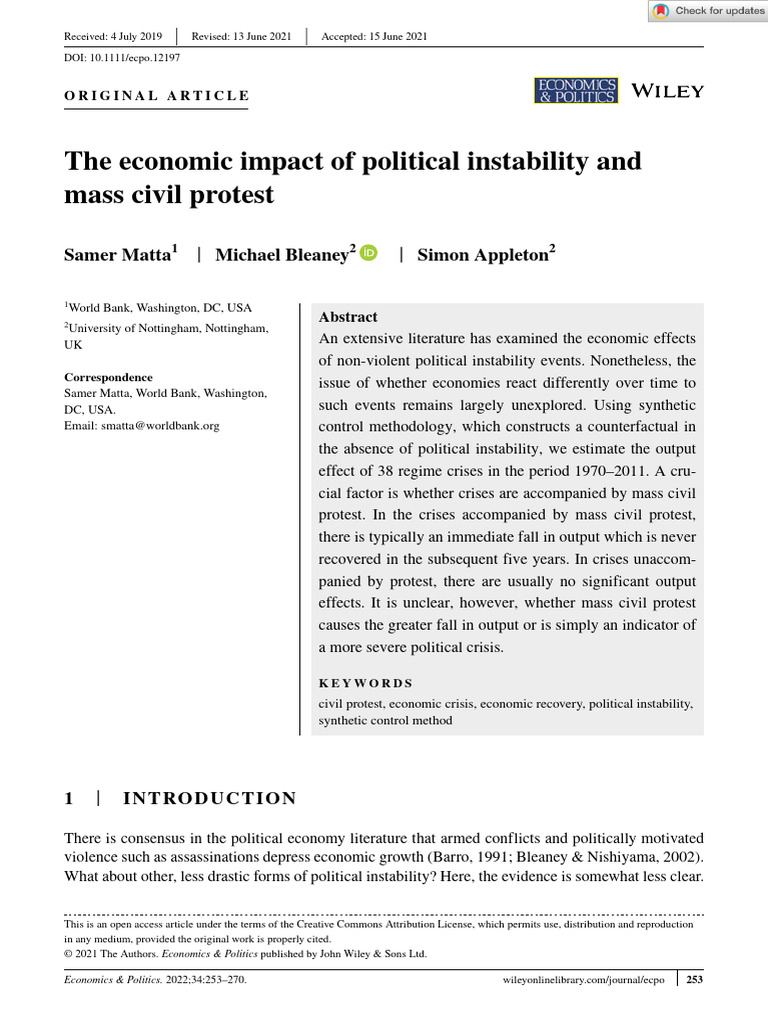 Economics Politics - 2021 - Matta - The Economic Impact of Political ...