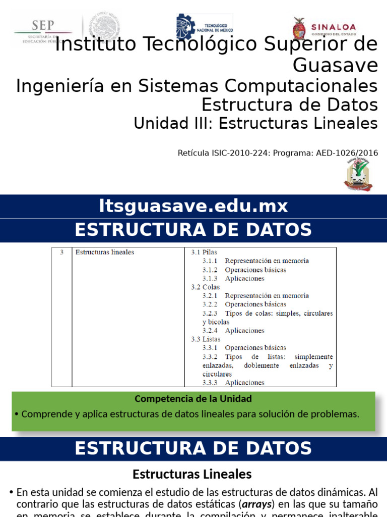 Ed - U3 Estructuras Lineales Poo | PDF | Programa de computadora ...