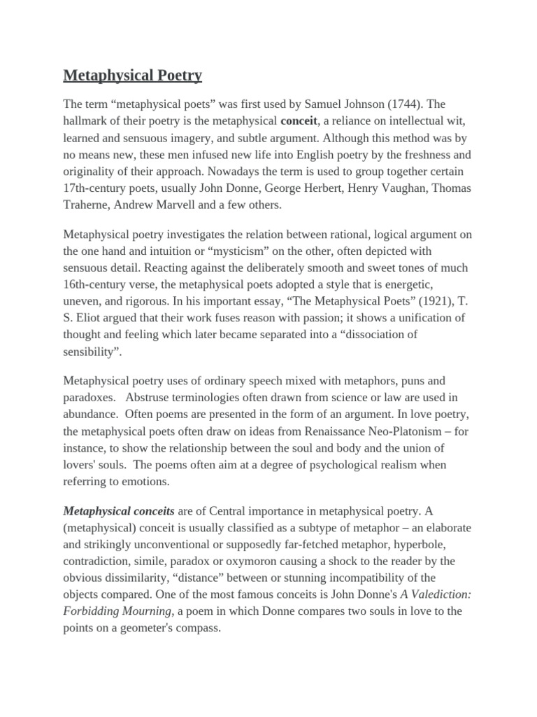 Metaphysical Poetry | PDF
