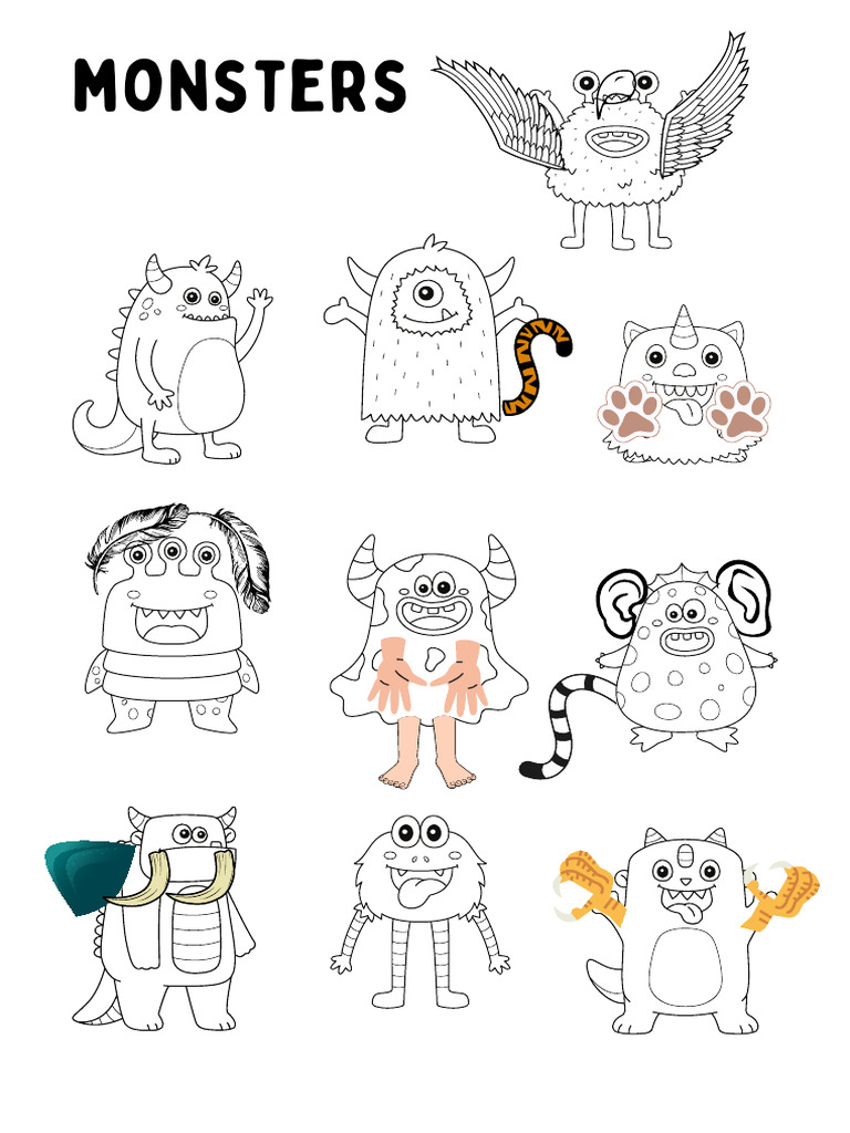 Describe Cute Monsters ESL Worksheet | PDF