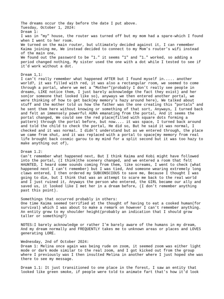 Lucid Dreaming (Dream Journal) . | PDF