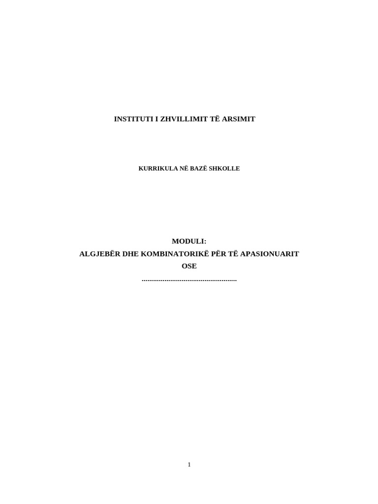 Moduli Algjeber Dhe Kombinatorikw Klasa 12 | PDF