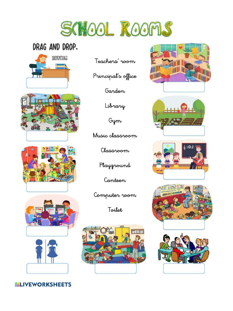 Classrooms School rooms worksheet | PDF