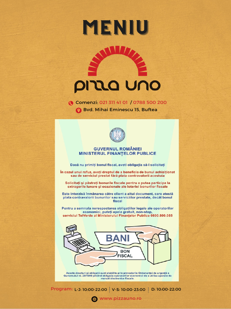 Meniu Pizza Uno | PDF