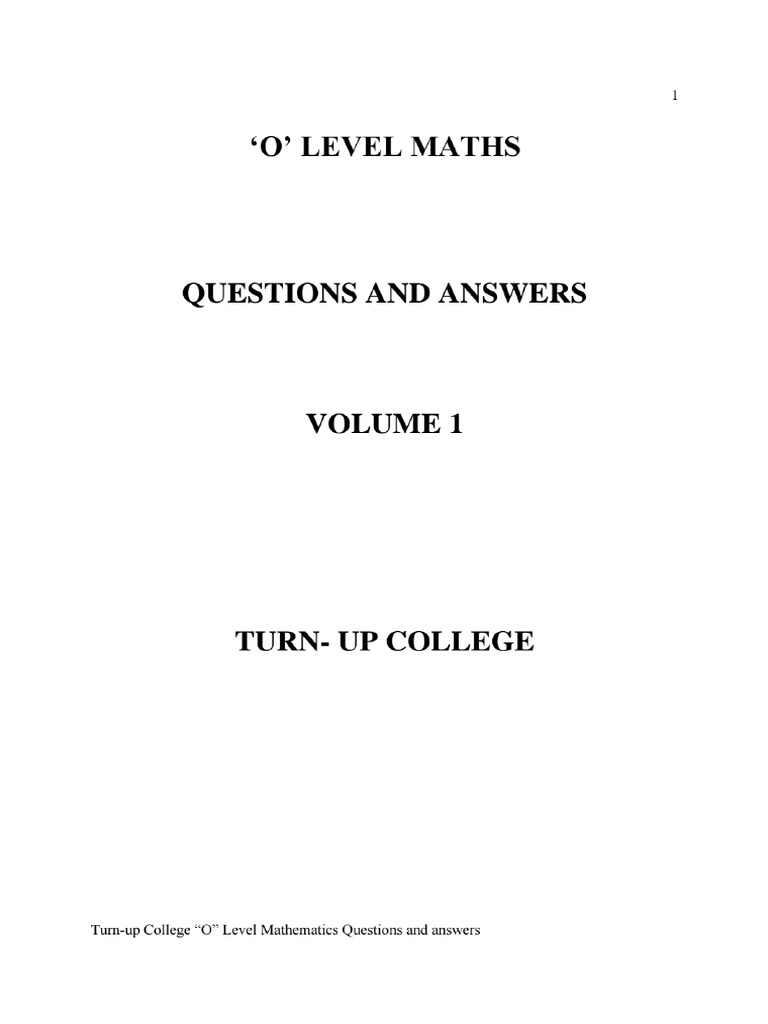 'O'level Maths Q & Answers | PDF