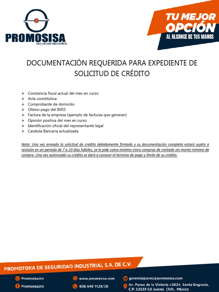 Solicitud de Crédito Documentacion | PDF