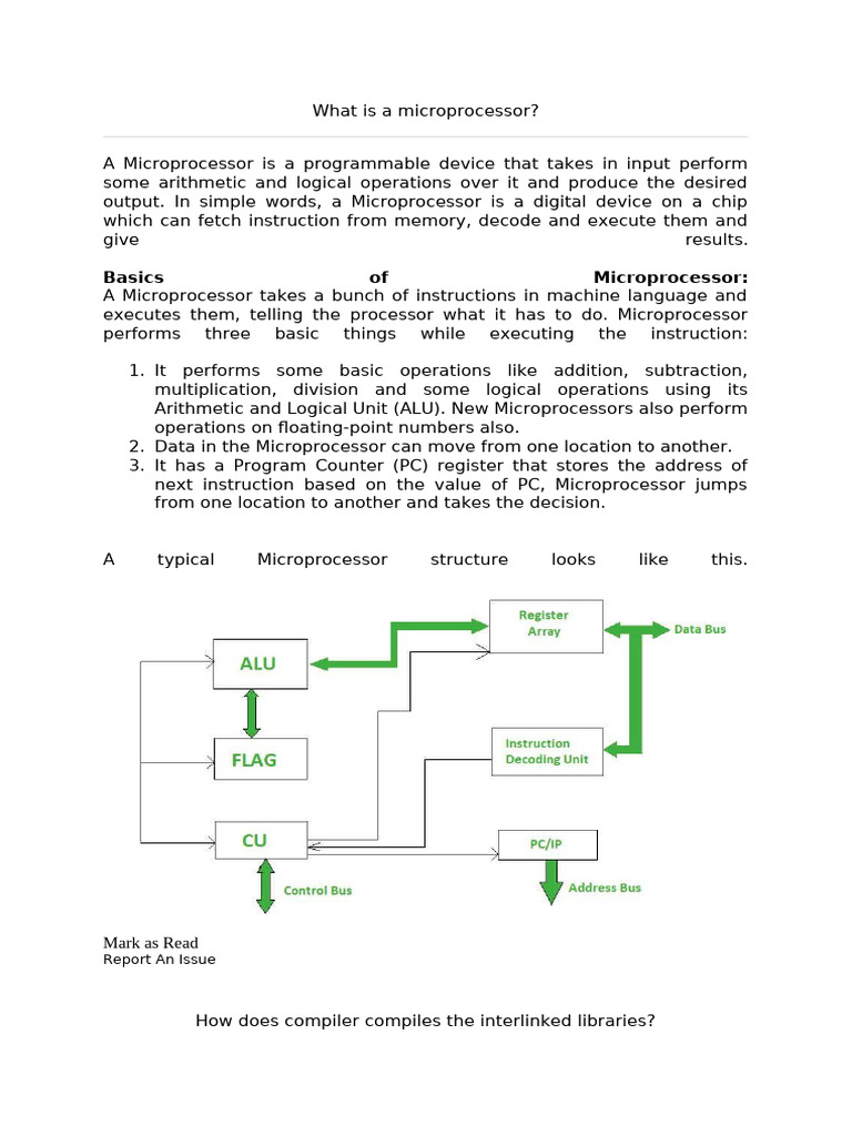 Basics of Microprocessor:: Mark As Read | PDF