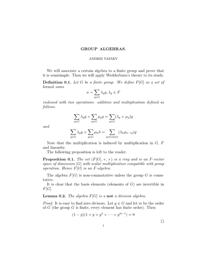 Group Algebras | PDF