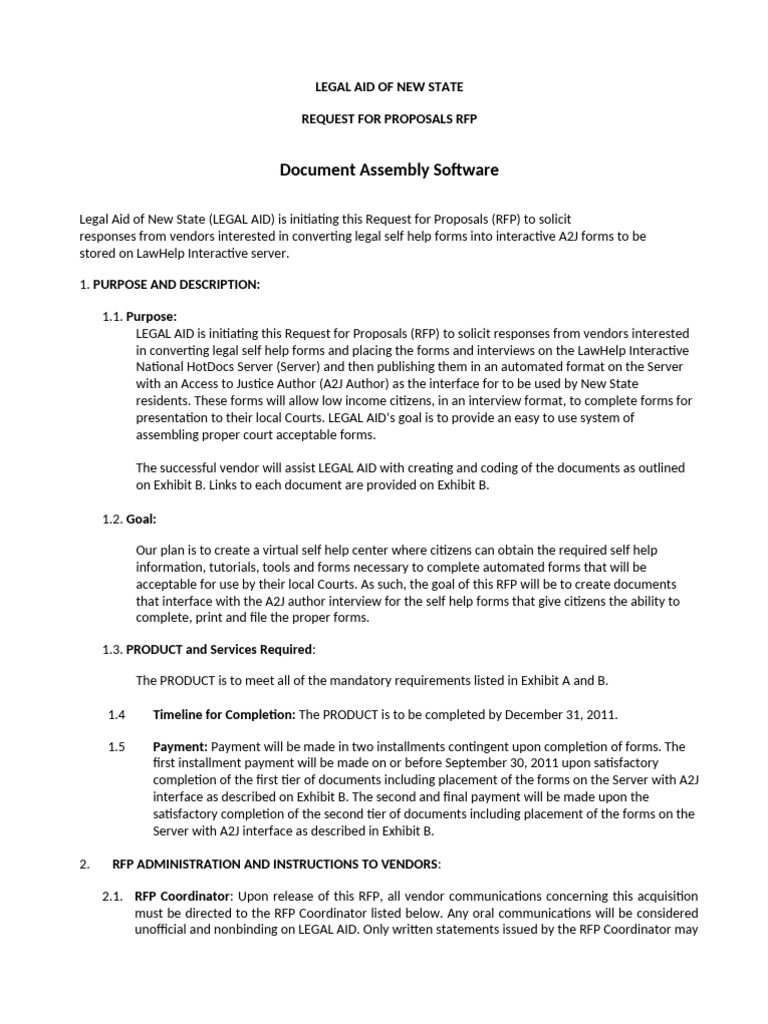 Sample Document Assembly RFP | PDF