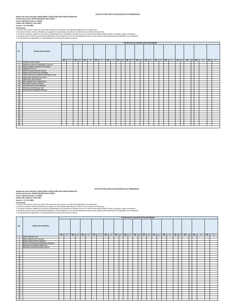 Instrumento de Evaluación Parv 2 Unidad Animales Semana 1 | PDF