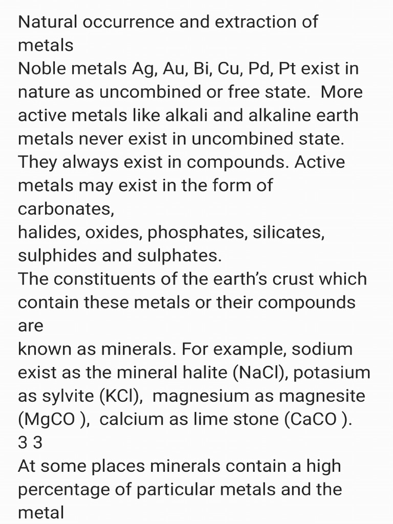 Group Presentation About Natural Occurrence of Metals and Non-Metals | PDF