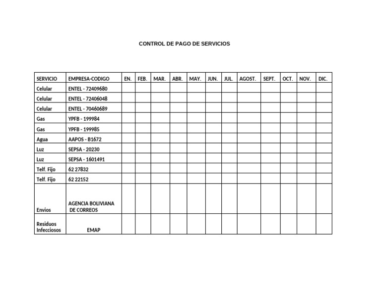 Control de Pago de Servicios | PDF