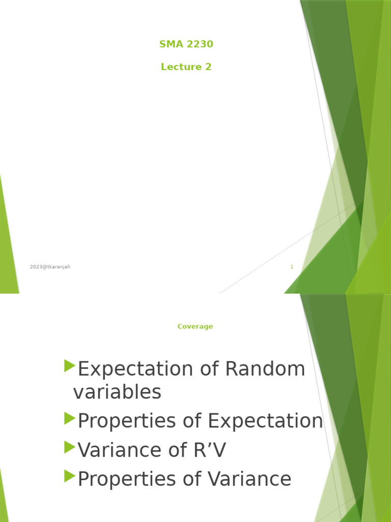 Lecture 2 Expectation And Variance Pdf