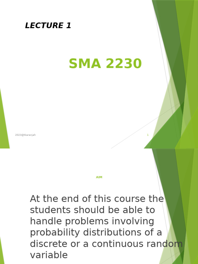 Lecture 1 Introduction To Random Variables | PDF