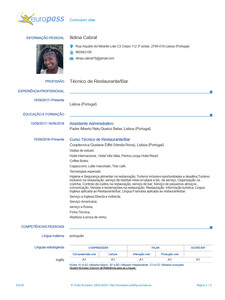CV Europass 20200205 Cabral PT | PDF