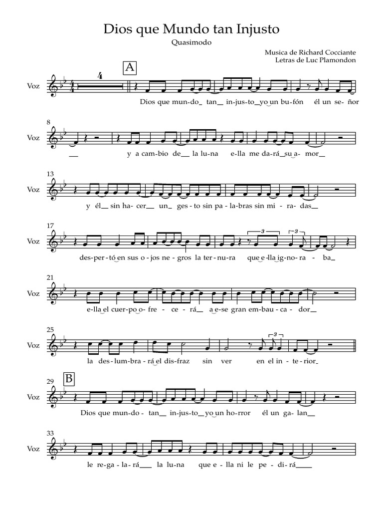 Dios Que Mundo Tan Injusto - Quasimodo | PDF