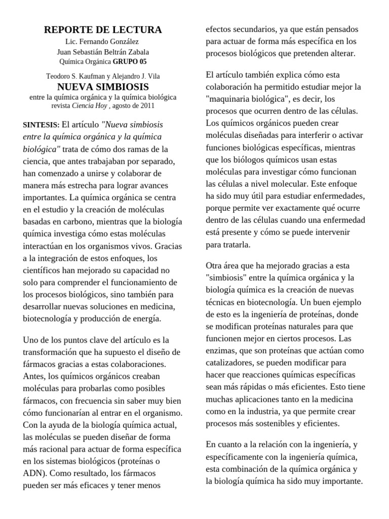 REPORTE DE LECTURA - 2do Corte | PDF