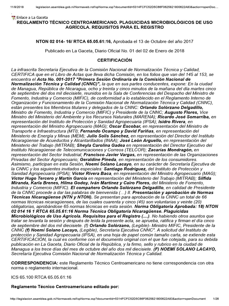 RTCA Plaguicidas | PDF