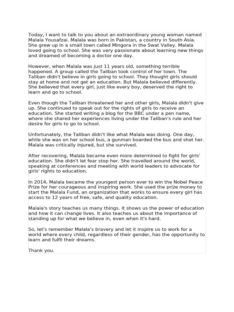 Malala Yousafzai - Docx 2 | PDF