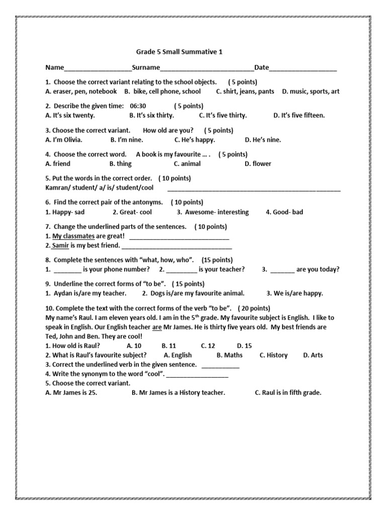 Grade 5 Summative Assessment Guide | PDF | Language Arts & Discipline
