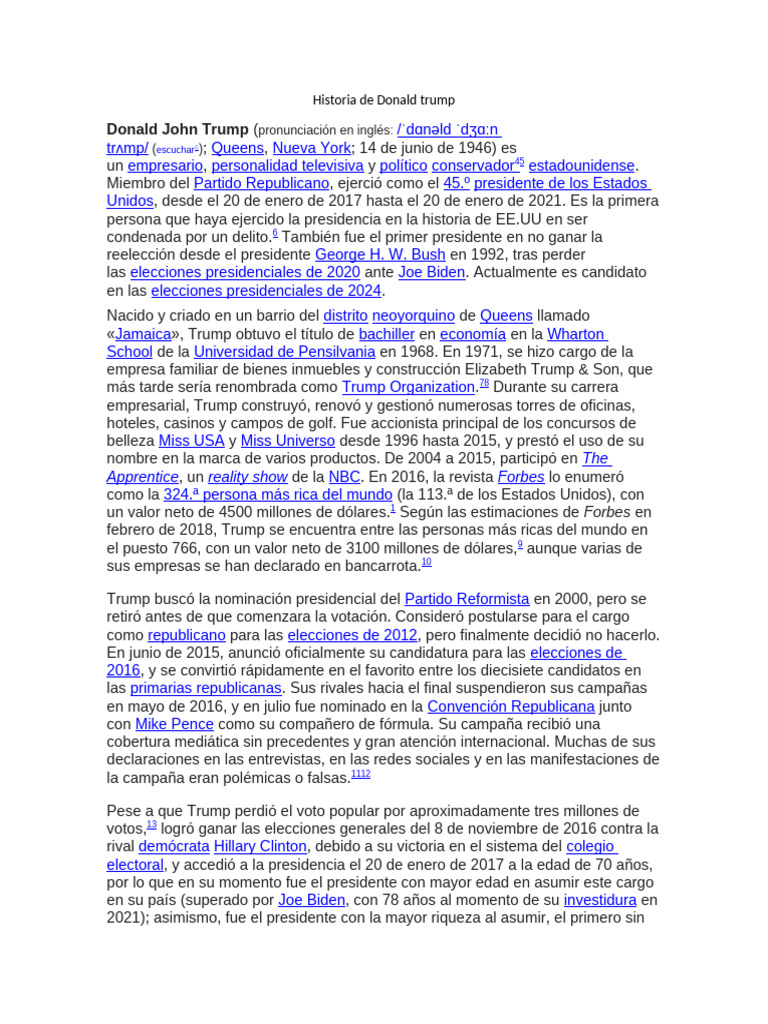 Historia de Donald Trump | PDF