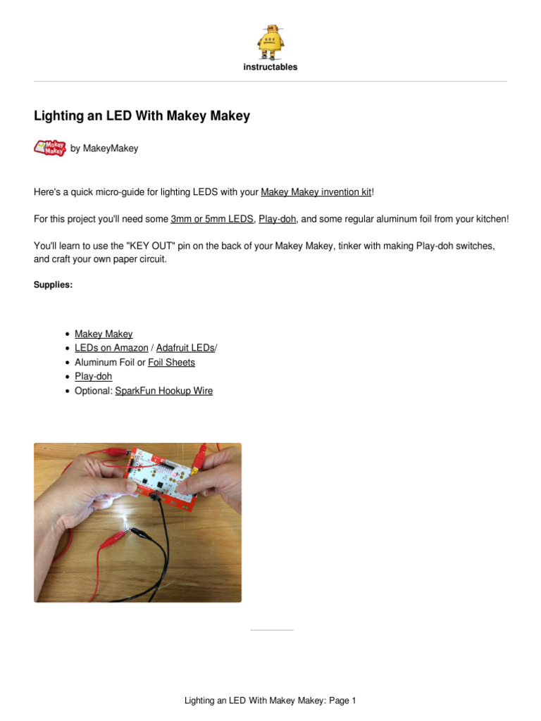 Lighting An LED With Makey Makey | PDF | Manufactured Goods | Computers