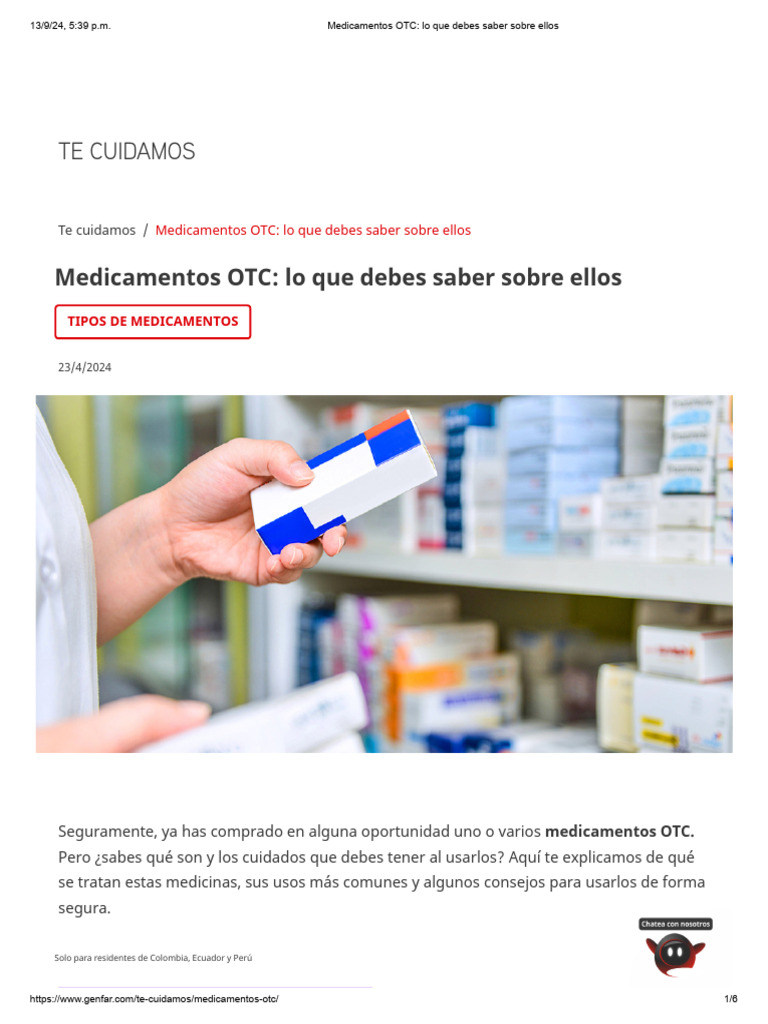 Medicamentos OTC - Lo Que Debes Saber Sobre Ellos | PDF