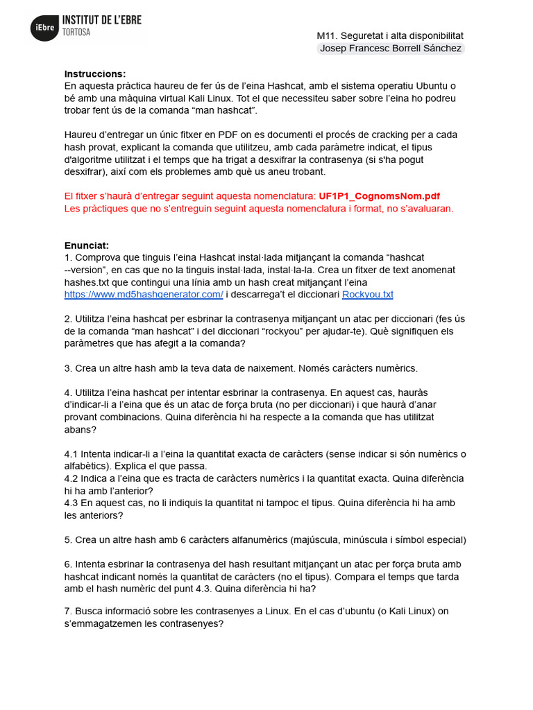 Pràctica hashcat (1) | PDF