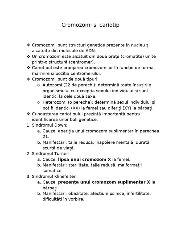 Cromozomi Și Cariotip | PDF