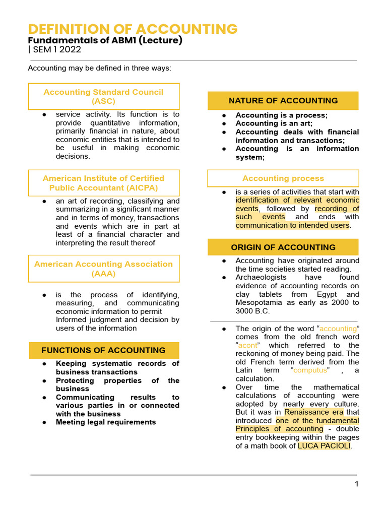Definition of Accounting | PDF