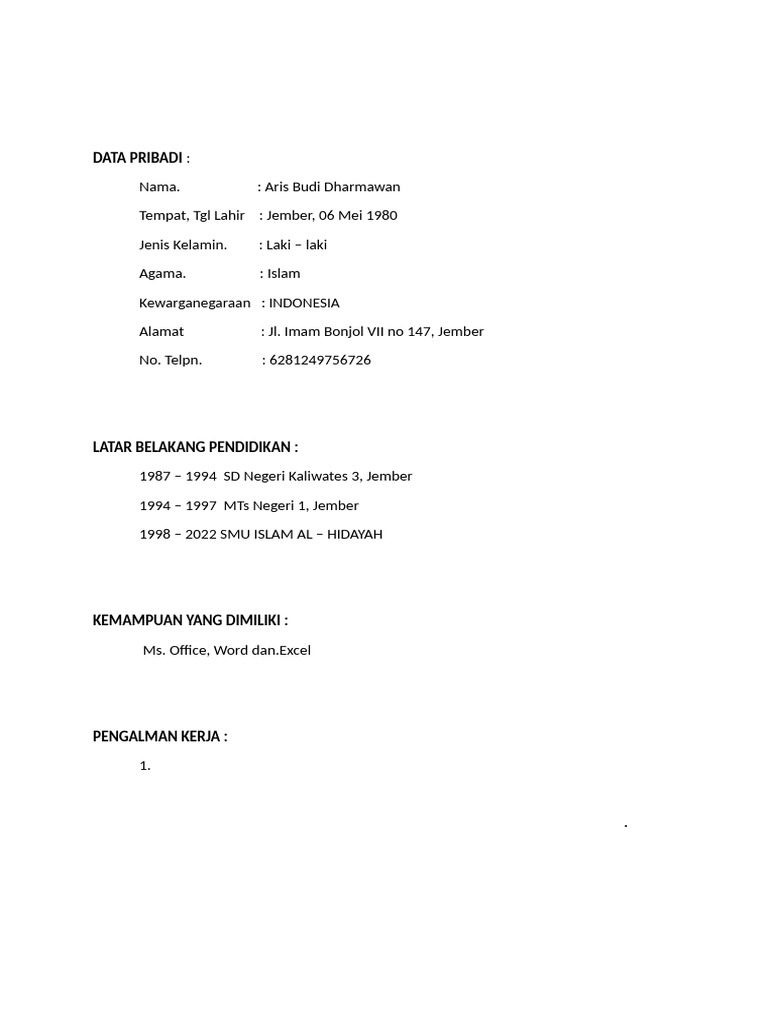 CV Budi | PDF