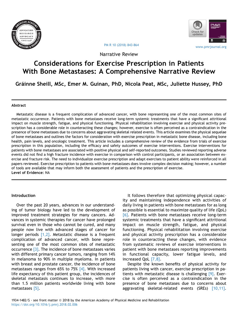 Considerations For Exercise Prescription in Patients With Bone ...